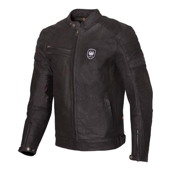 MERLIN Mens Motorcycle Leather Jacket Alton II D3O Black